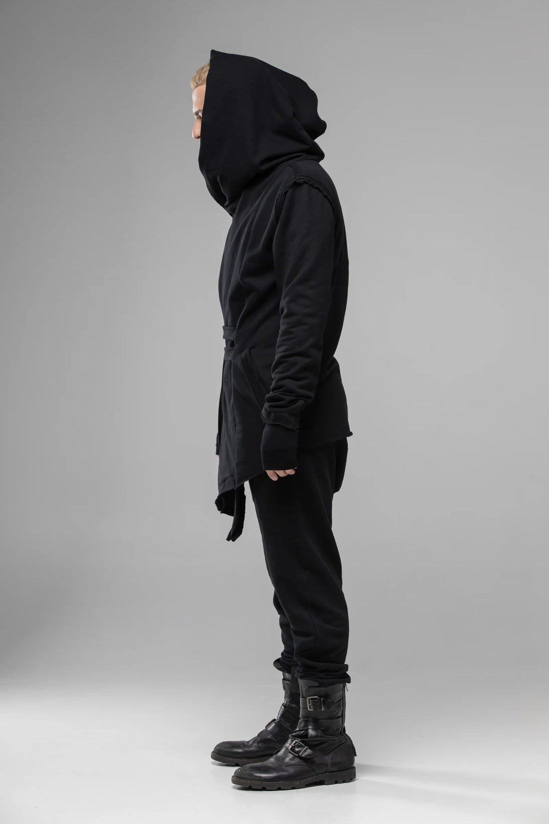 Hooded Asymmetrical Long Jacket for Mens | Ofelya Boutique