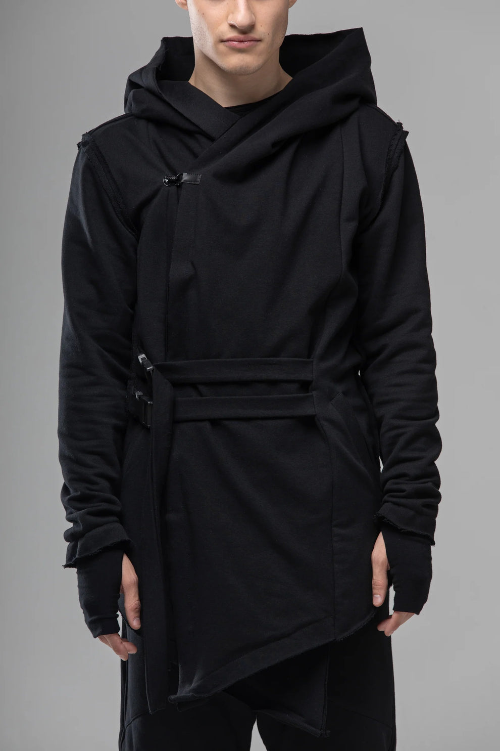 Hooded Asymmetrical Long Jacket for Mens | Ofelya Boutique