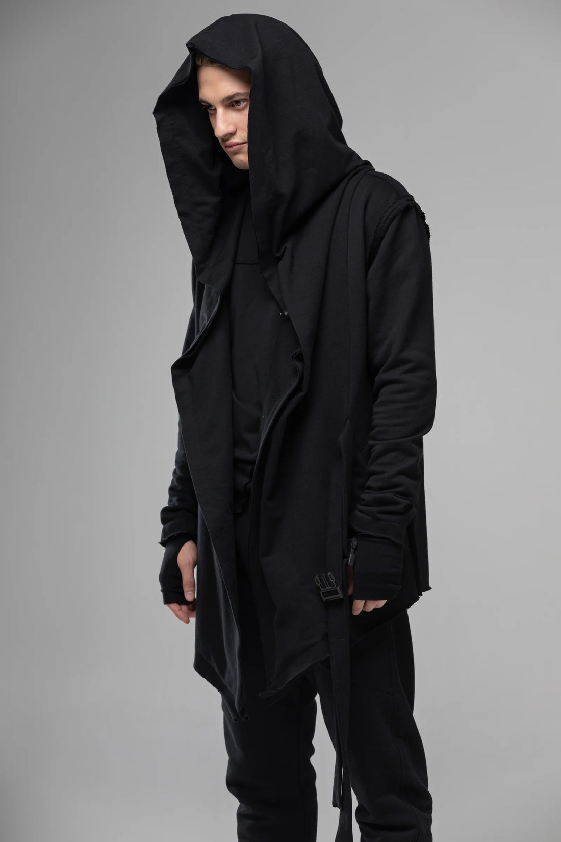 Hooded Asymmetrical Long Jacket for Mens | Ofelya Boutique