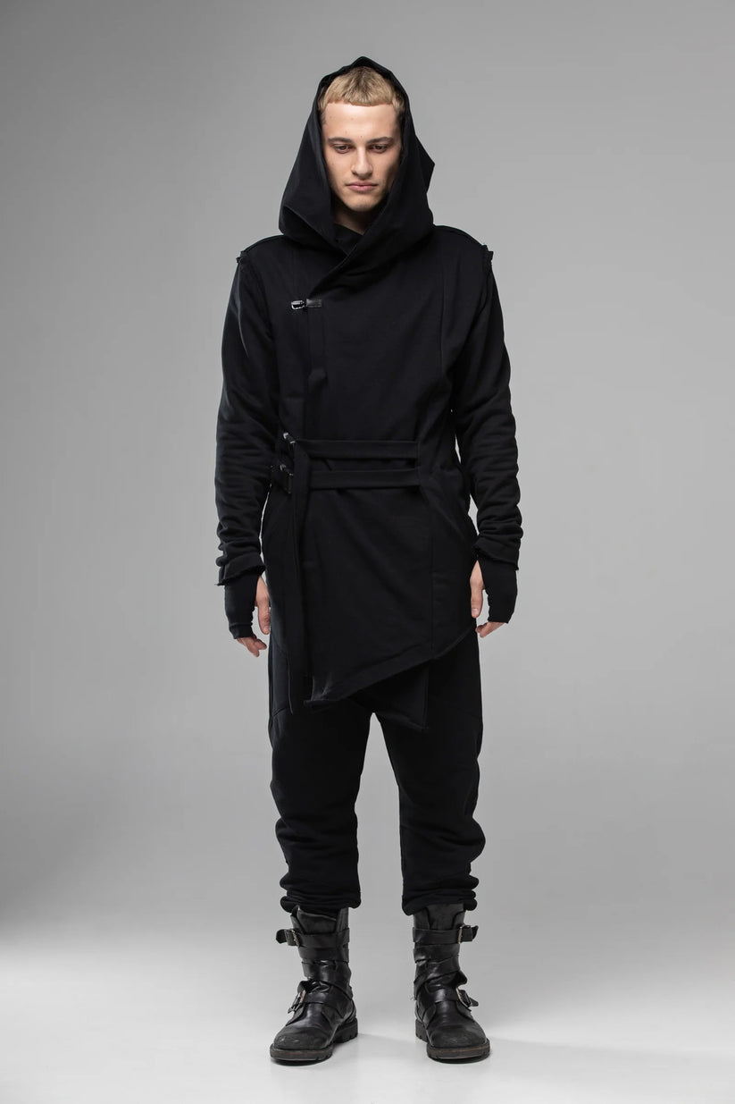 Hooded Asymmetrical Long Jacket for Mens | Ofelya Boutique