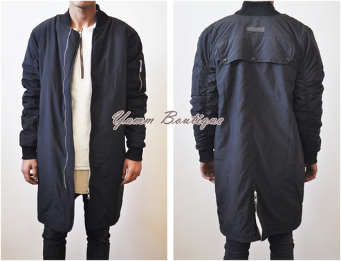 Men's Oversized Full Lenght Coated Field Jacket Coat / Vanta Black Hun ...