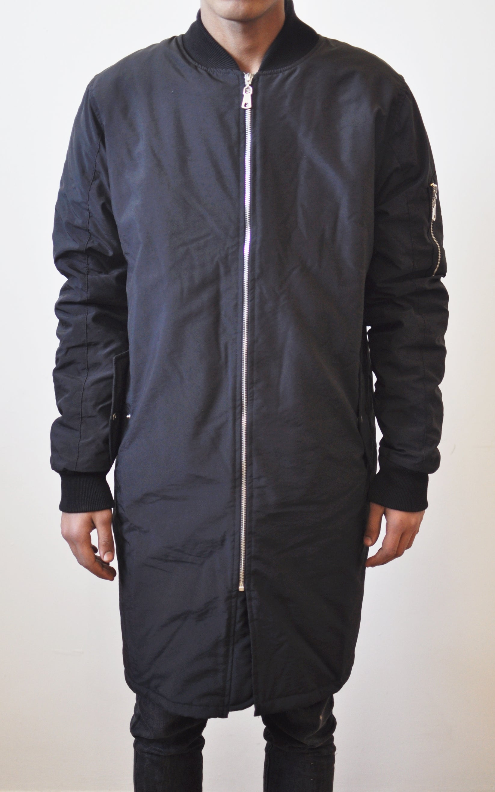 Men's Oversized Full Lenght Coated Field Jacket Coat / Vanta Black Hun ...