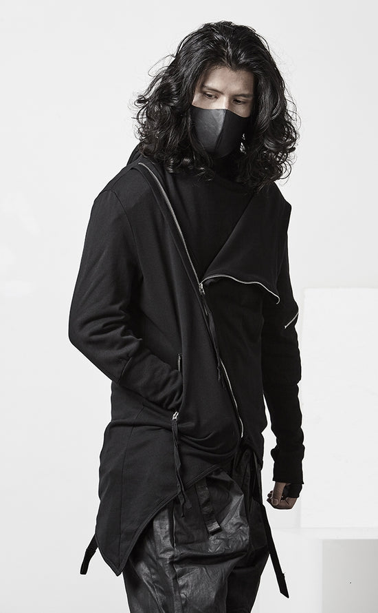 Men's Ninja Punk Webbing Gothic Asymmetrical Hoodie | Ofelya Boutique