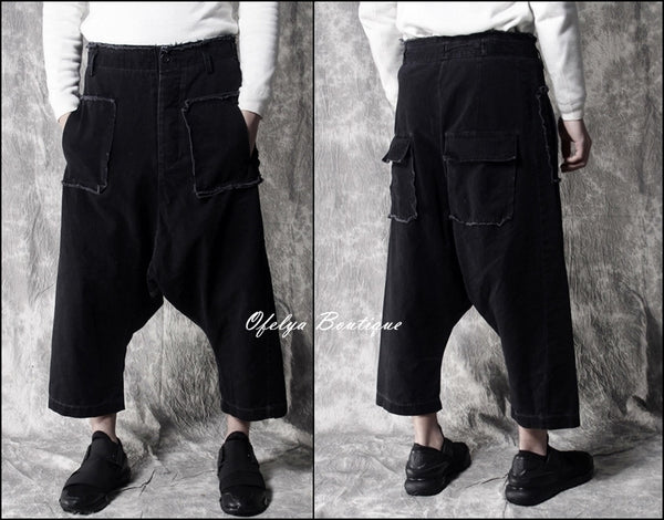 Buy Stretchy Cotton Sarouel Drop Crotch Pants | Ofelya Boutique