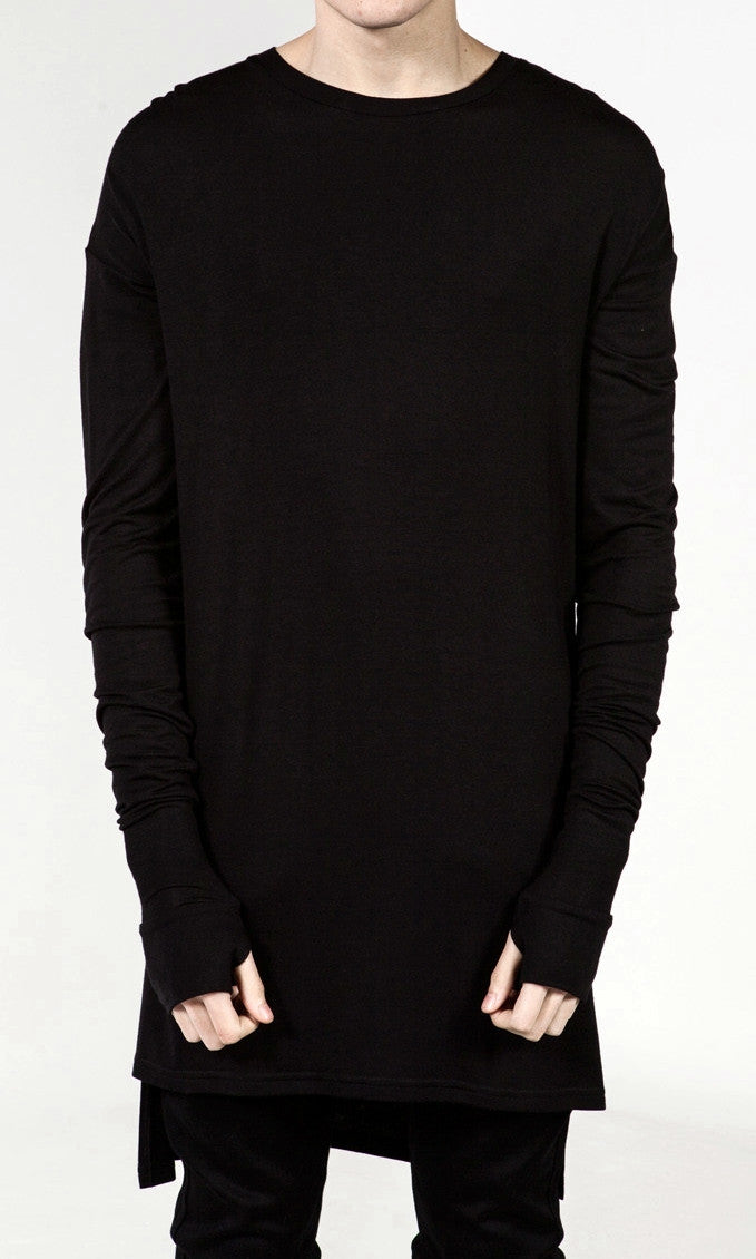 Extended Essential Long Sleeve Drop Back T-Shirt | Ofelya Boutique