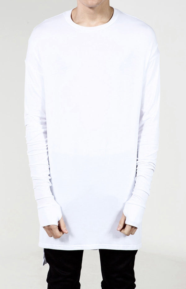 Extended Essential Long Sleeve Drop Back T-Shirt | Ofelya Boutique