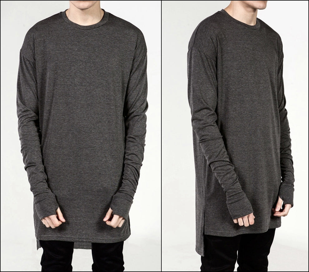 Extended Essential Long Sleeve Drop Back T-Shirt | Ofelya Boutique