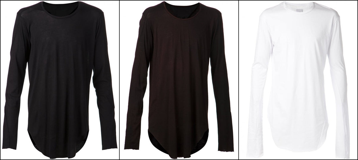 Shop Long Sleeve Elongated Torso Scooped Hem Tee | Ofelya Boutique