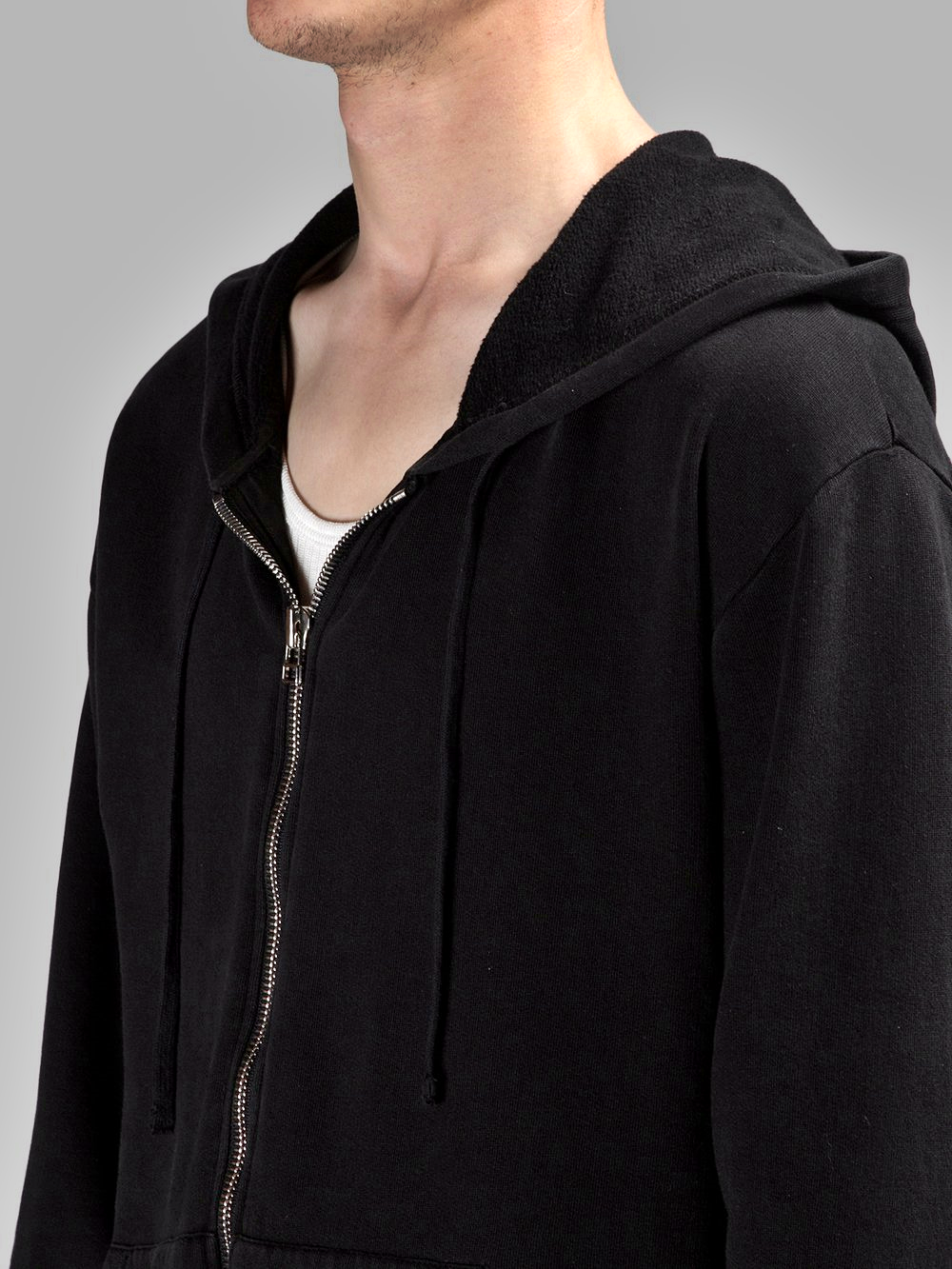 Get Side Strings Asymmetric Zip Black Hoodie | Ofelya Boutique